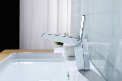 China Brushed Bathroom Basin Faucets Countertop Hot And Cold Tap Mixer for sale