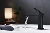 China bathroom Black Waterfall Mixer Taps Ceramic Valve Desk Mounted for sale