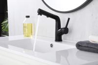 China Matte Black Brass Bathroom Basin Faucets With Sprayer Single Handle Rotating Sink for sale