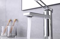China Sanitary Ware Hot And Cold Basin Mixer Shiny Chrome Brass Finish for sale