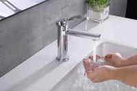 China Sanitary Ware Hot And Cold Basin Mixer Shiny Chrome Brass Finish for sale