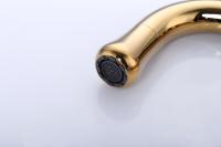 China Deck Mounted Gold Widespread Bathroom Faucet 3 Hole 2 Handle Solid Brass for sale