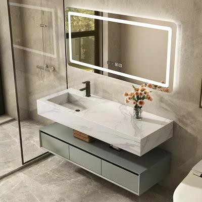China Customized Bathroom Vanity Units Luxury Slate Wall Mounted Floating for sale