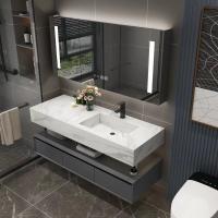 China OEM/ODM Wall Mount Floating Bathroom Vanity Sink Slate Top Solid Wood for sale
