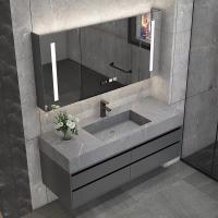 China OEM/ODM Wall Mount Floating Bathroom Vanity Sink Slate Top Solid Wood for sale