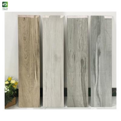 China Gloss Surface Wood Porcelain Floor Tiles 10mm Thickness Outdoor Decoration for sale