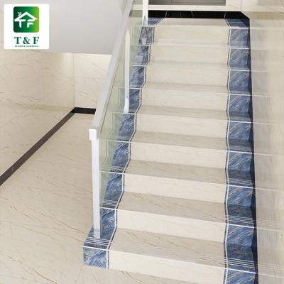 China Villa Porcelain Tile For Stairs Glossy Finish Blue and yellow Color for sale
