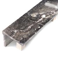 China Marble Stair Ceramic Tiles , Glossy Anti Slip Stair Tiles Dark Grey Color for sale