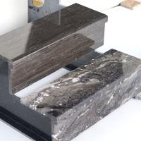 China Marble Stair Ceramic Tiles , Glossy Anti Slip Stair Tiles Dark Grey Color for sale