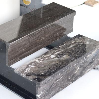 China Marble Stair Ceramic Tiles , Glossy Anti Slip Stair Tiles Dark Grey Color for sale