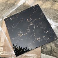 China Glazed Polished Porcelain Floor Tiles 600x600 Black And Gold Flower Color for sale