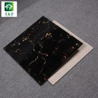 China Glazed Polished Porcelain Floor Tiles 600x600 Black And Gold Flower Color for sale