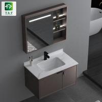 China Acrylic Finish Bathroom Vanity Units Cabinet Solid Color With Drawer for sale