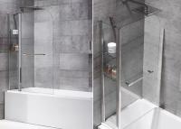 China Tempered Glass Waterproof Bathroom Shower Partition Two Folding Racks for sale