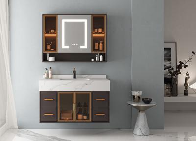 China Modern Luxury Wall Hung Floating Bathroom Vanity Units Cabinet HD Smart LED Silver Mirror for sale
