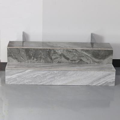 China Non Slip Stairs Glazed Tiles Light Gray Marble Look Design Staircase Tiles for sale