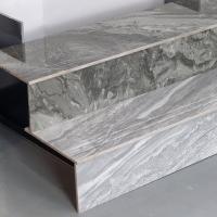 China Non Slip Stairs Glazed Tiles Light Gray Marble Look Design Staircase Tiles for sale