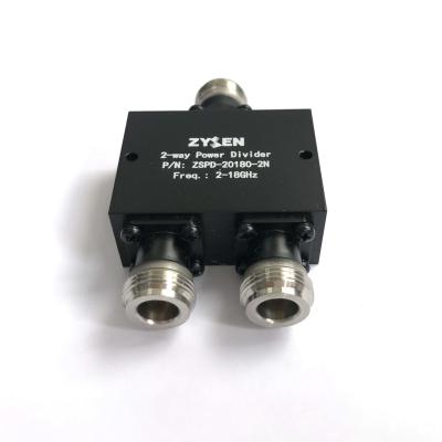 China 2GHz to 18GHz Microwave Power Divider 2 Ports 2 Way N Female Connector for sale