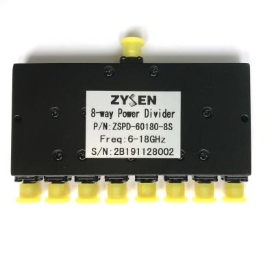 China 6GHz to 18GHz 20dB 8 Way Power Splitter 8 Ports SMA Female Connector for sale