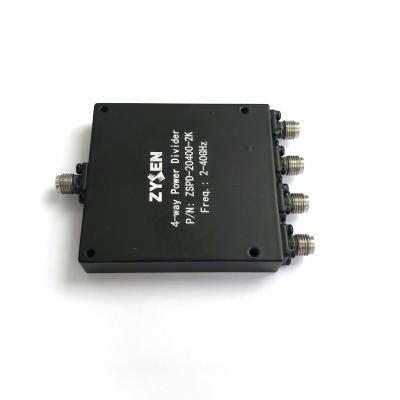China 2GHz to 40GHz  30W 4 Way Power Splitter RoHS 2.92mm Female Connector for sale