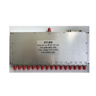 China 0.5GHz to 8GHz 0.5W RF PIN Diode Switch Absorptive type SP16T RF Switch for sale