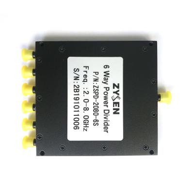 China 2-8GHz 6 Ports Microwave Power Divider 30W 6 Way Power Splitter for sale