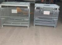 China Galvanized Storage Box 6.4mm Metal Pallet Cage With Feet / Foldable Wire Frame for sale