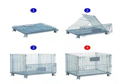 China Mobile Stacker 5mm Foldable Wire Mesh Cage With Roller Butterfly for sale