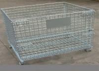 China Silver White 6.4 Mm Foldable Wire Mesh Cage Electrostatic Spraying Turnover Logistics Express for sale