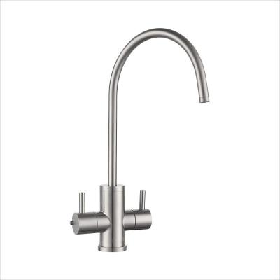 China Dual Outlet Lead-Free Stainless Steel RO Drinking Water Faucet for sale