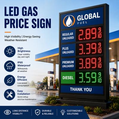 China High Brightness LED Fuel Price Sign with Remote Control and Waterproof Outdoor Design for Gas Stations for sale