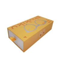 China Retail Slide Drawer Box , sun glasses packaging With Ribbon Hang 157g C2S 1200g greyboard for sale