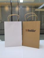 China FSC Packaging Accessories , white brown black kraft paper bags with handles 4C PMS Color for sale