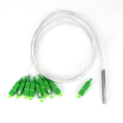 China Stainless Steel Tube 250um 2.0mm cable Fiber PLC Splitter 1x8 used in PON ODN for sale
