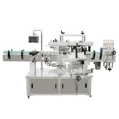 China Neck Body 3 Sides Automatic Sticker Pasting Machine PET Adhesive Bottle Labelers Applicators for sale