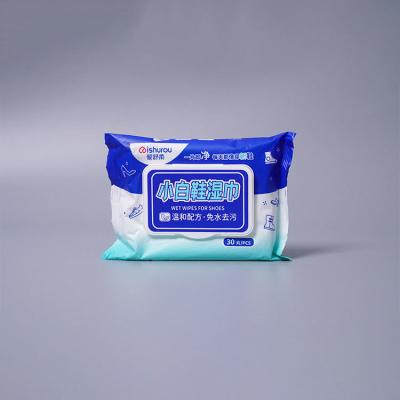 China Custom OEM Shoe Cleaning Wet Wipes 30pcs Bag 200x120mm Eco-Friendly Quick Cleaner for Leather & Sneakers for sale