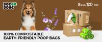 China Docco Doug 100% Home Compostable Pet Waste Bags 9x13 Leak-Proof Odor Control Lavender Scent for sale