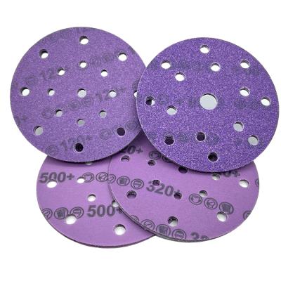 China 6 Inch Ceramic Abrasive Sanding Disc 17 Hole Orbital Sander Sandpaper for sale