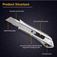 China Robust Aluminum Utility Knife 18mm 9mm Snap Off Blades Heavy Duty for sale