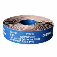 China DEERFOS Zirconia Abrasive Sanding Belt 610x100mm with Ceramic-Cloth Backing for Heavy-Duty Grinding for sale