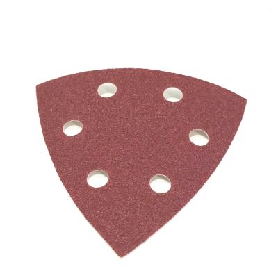 China 93mm Triangle Abrasive Sanding Disc Sheets Red Dry Sandpaper For Orbital Sander for sale