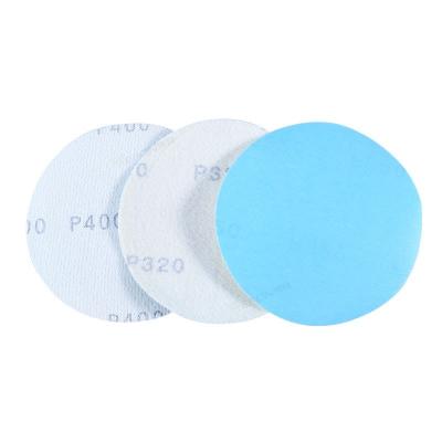 China Blue Aluminium sanding disc without holes paper backing round abrasive sandpaper 40#-800# grit hoop&look backing for angle grinder for polishing for sale