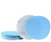 China Blue Aluminium sanding disc without holes paper backing round abrasive sandpaper 40#-800# grit hoop&look backing for angle grinder for polishing for sale