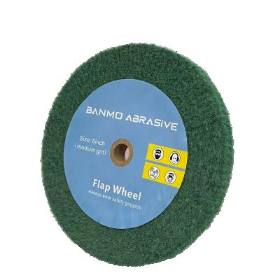 China Green Non-woven Abrasive Pad 150mm with 13mm Thickness for Polishing Steel and Stainless Steel for sale