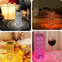 China 16 Colors RGB Rose Crystal Table Lamp With Remote Control Diamond for sale