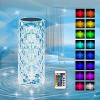 China 16 Colors RGB Rose Crystal Table Lamp With Remote Control Diamond for sale