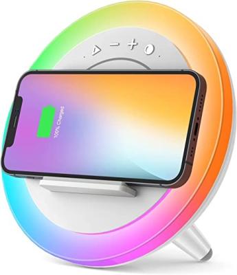 China 10W Multicolor Wireless Charging Night Light With Bluetooth Speaker for sale