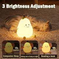 China LED Smart Pear Fruit Night Light USB Rechargeable Dimming Silicone Table Lamp for sale