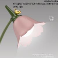 China 125*150*390mm LED Bedside Night Light Office Nordic Flower Led Desk Lamp for sale