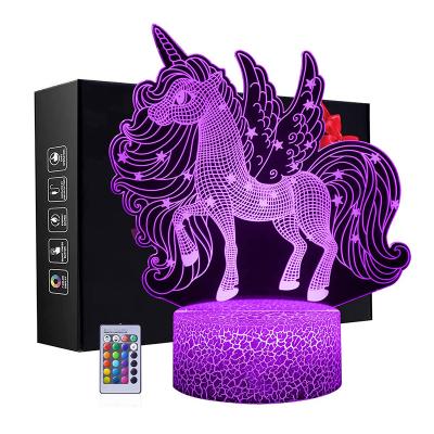 China 2W 170mm 3D LED Night Light Birthday Gift 3D Unicorn Lamp for sale